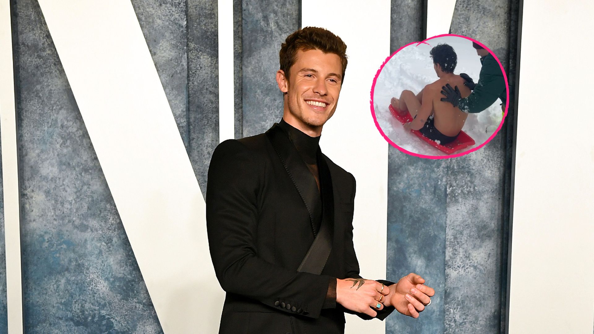 Spaß im Schnee: Shawn Mendes geht halb nackt Schlittenfahren
